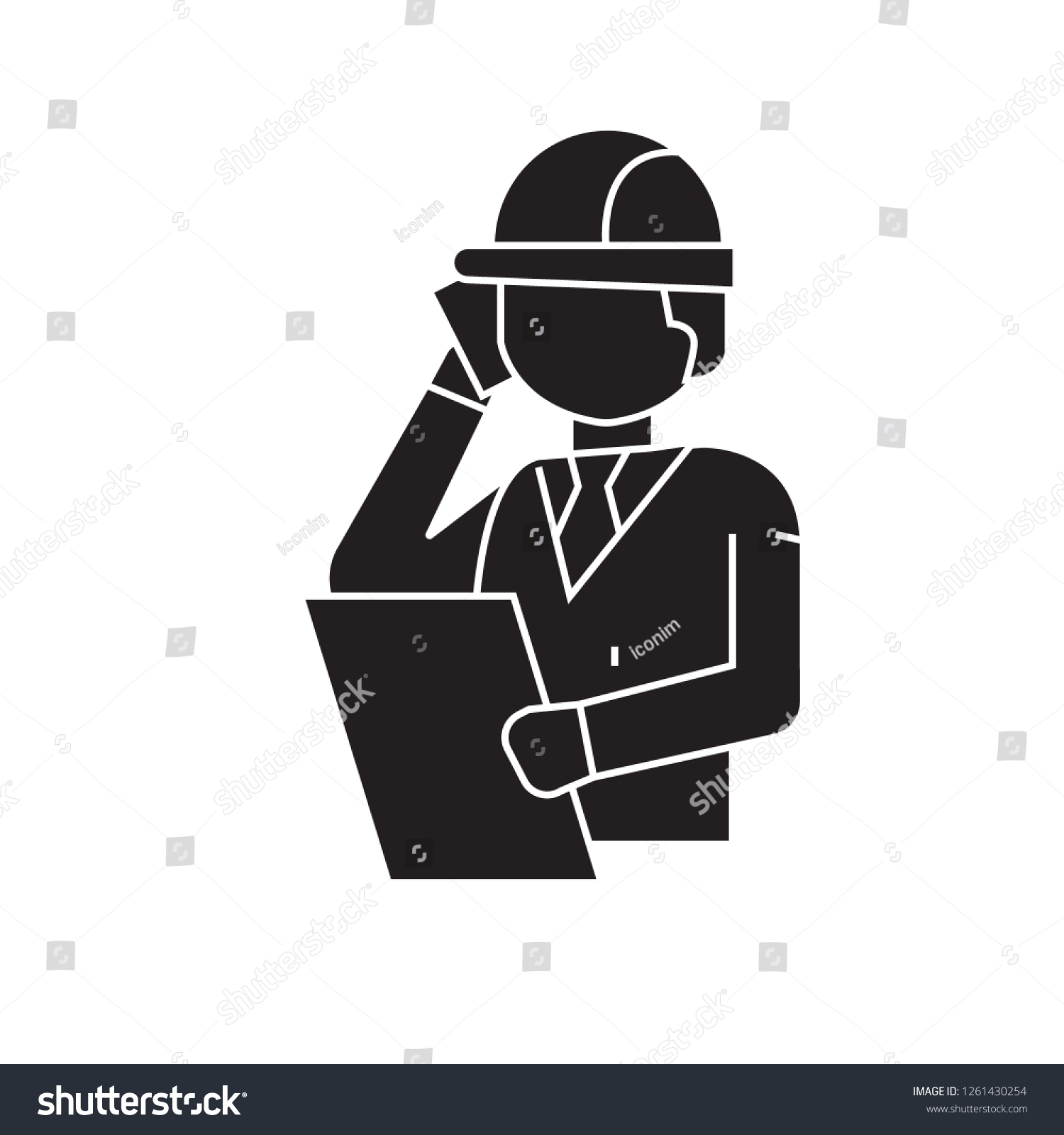 Construction Engineer Talk Black Vector Concept Stock Vector (Royalty ...