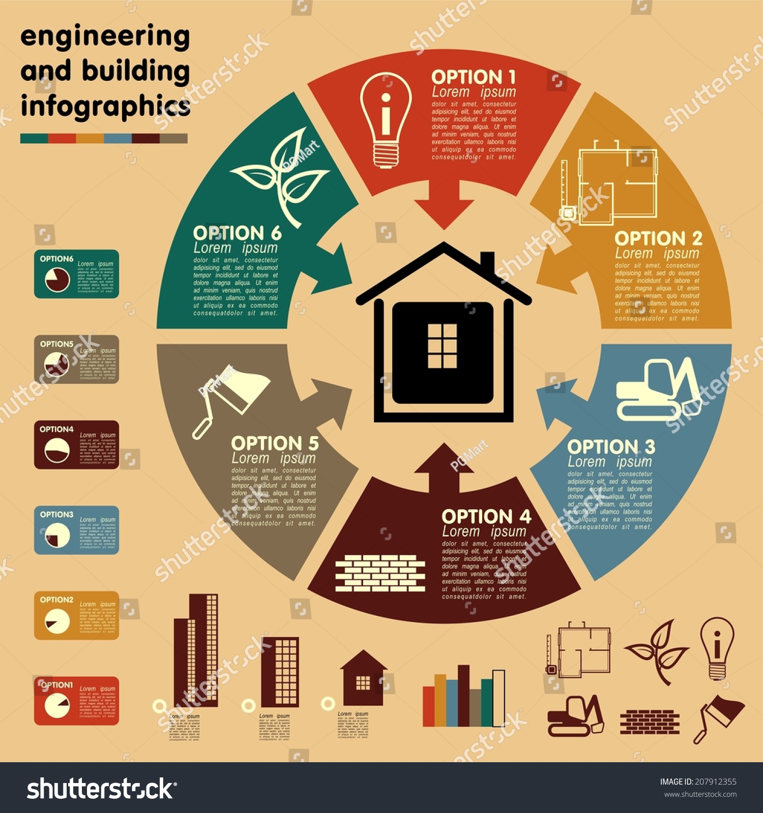 Construction Engineering Building Infographics Concept Vector 스톡 벡터(로열티 ...