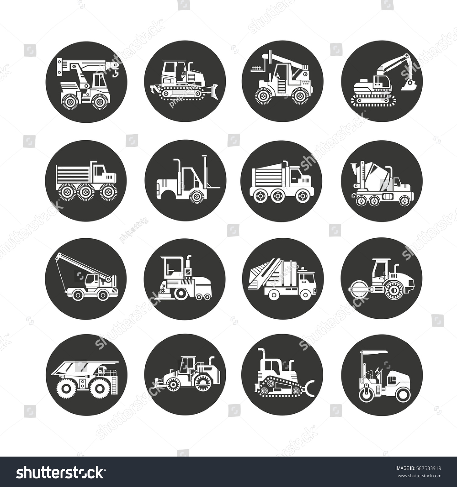 icône équipement de construction ensemble en : image vectorielle de ...