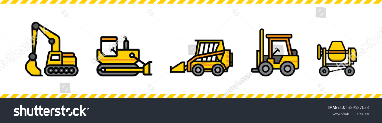 Construction Equipment Icons Vector Set Stock Vector (Royalty Free ...