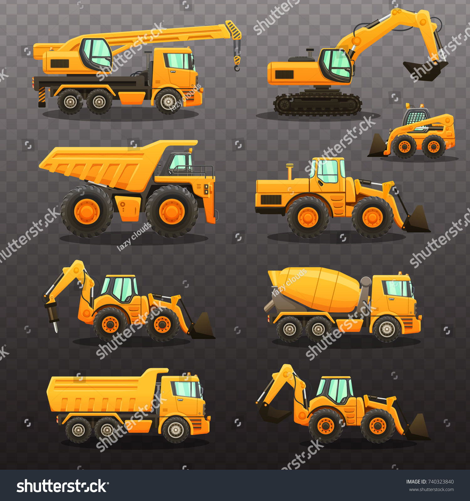 Construction Equipment Isolated Vector Illustrations Set Stock Vector ...