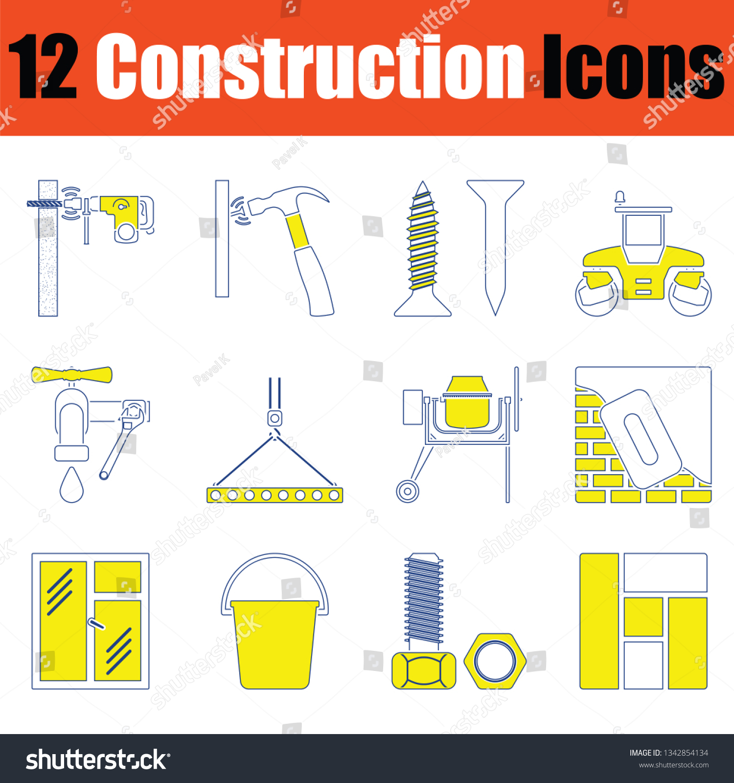 Construction Icon Set Thin Line Design Stock Vector (Royalty Free ...