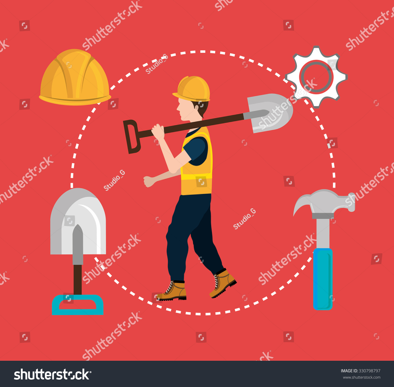 Construction Industry Tools Graphic Design Vector Stock Vector (Royalty ...