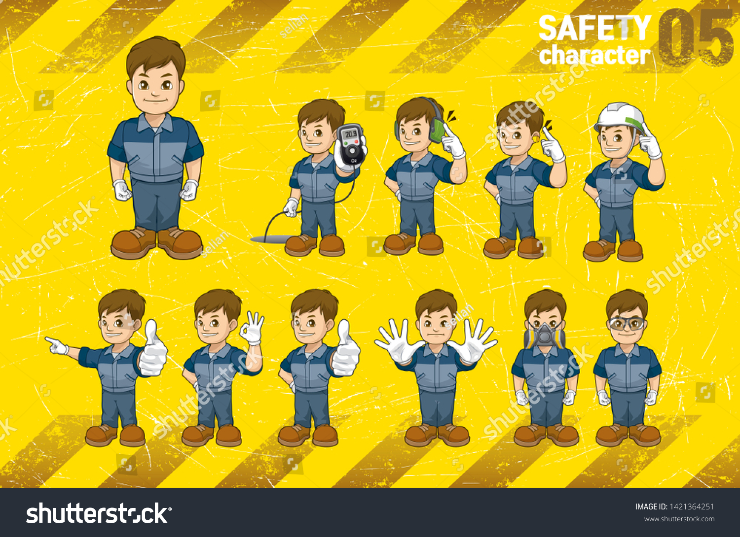 Construction Industry Safety Character Man Workers: vector de stock ...