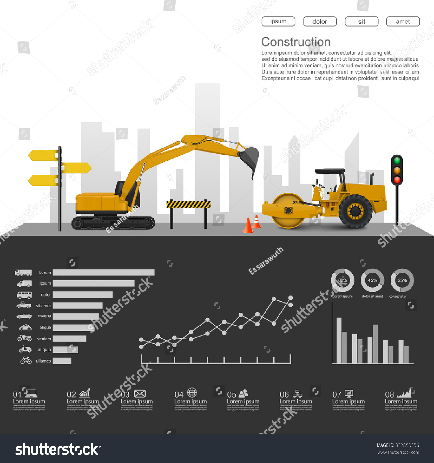 Construction Infographics Construction Machinesvector Stock Vector ...
