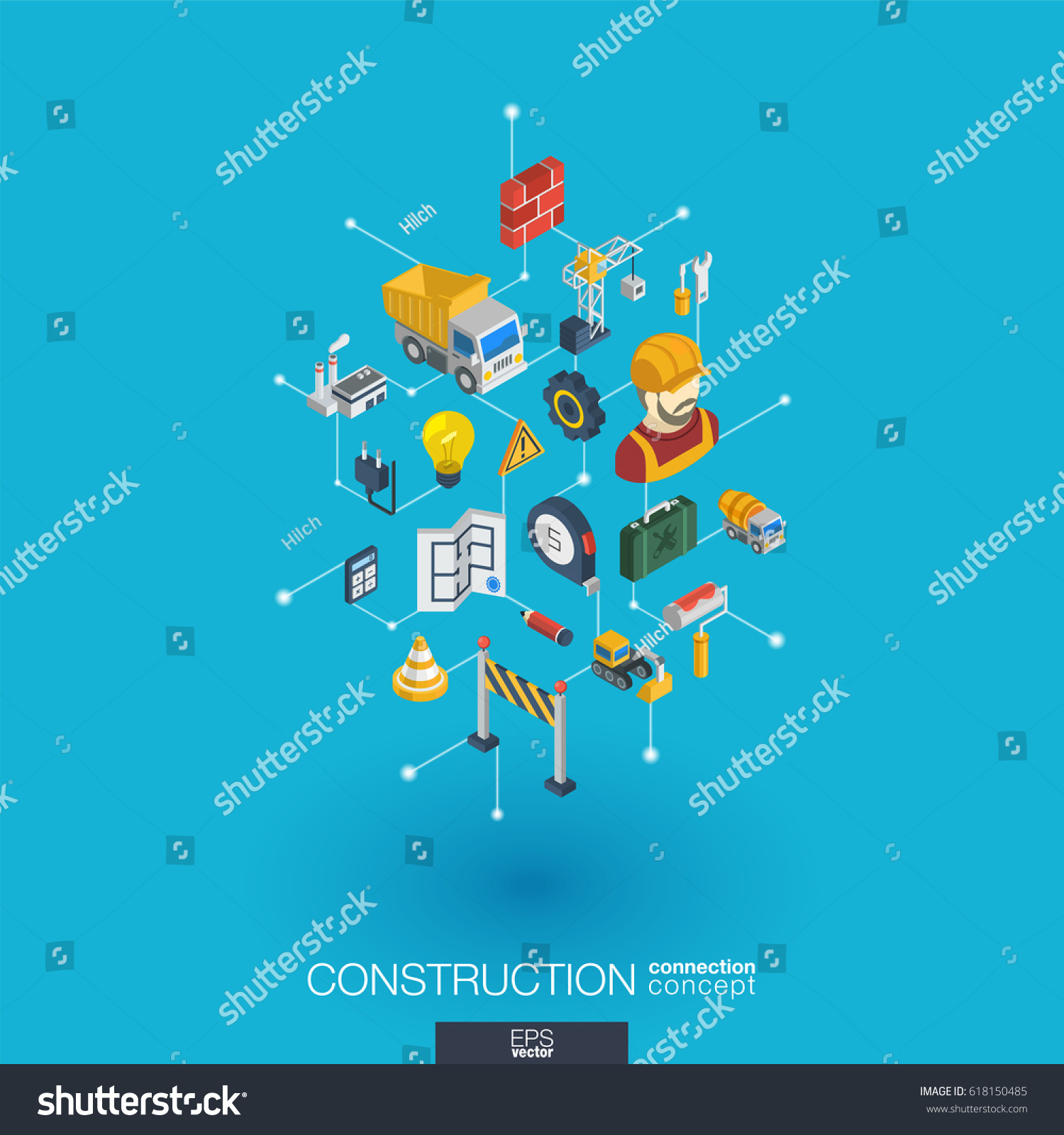 Construction Integrated 3d Web Icons Digital Stock Vector (Royalty Free ...