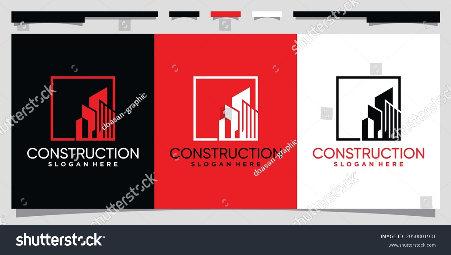 Construction Logo Design Template Line Art Stock Vector (Royalty Free ...