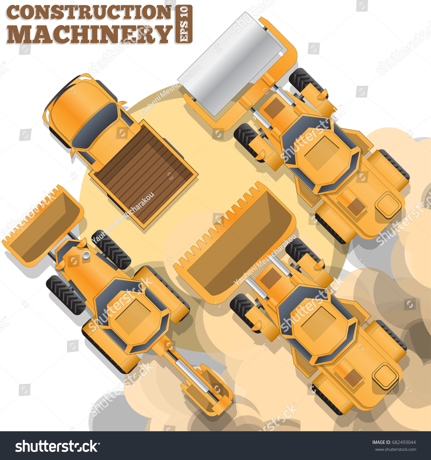 Construction Machinery View Above Vector Illustration Stock Vector ...