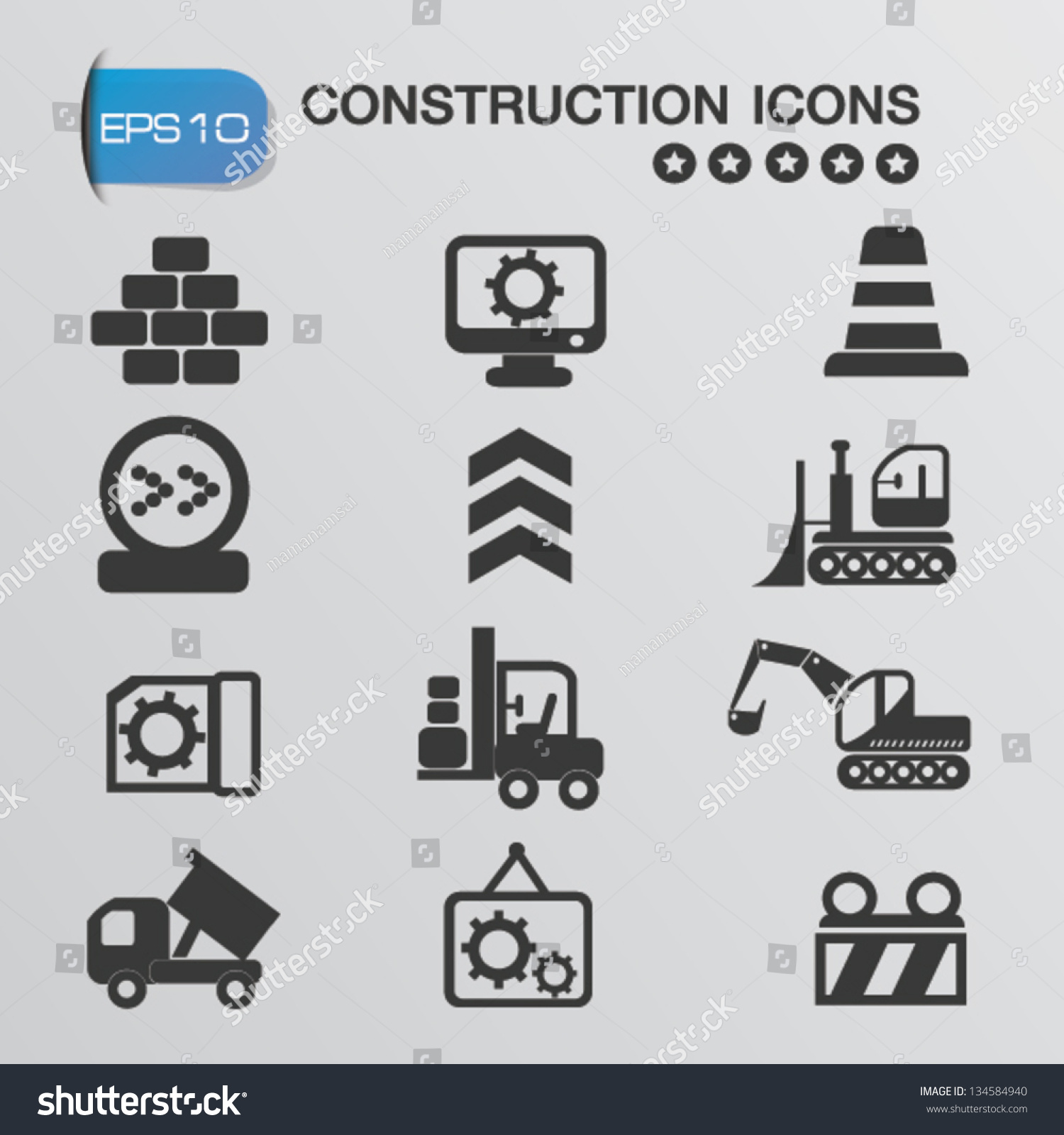 Construction Machines Iconsvector Stock Vector (Royalty Free) 134584940