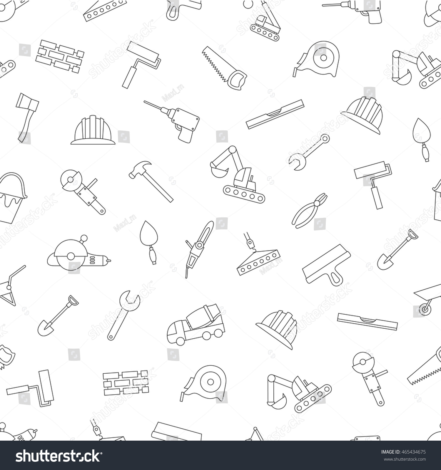 Construction Pattern Black Icons Stock Vector (Royalty Free) 465434675 ...