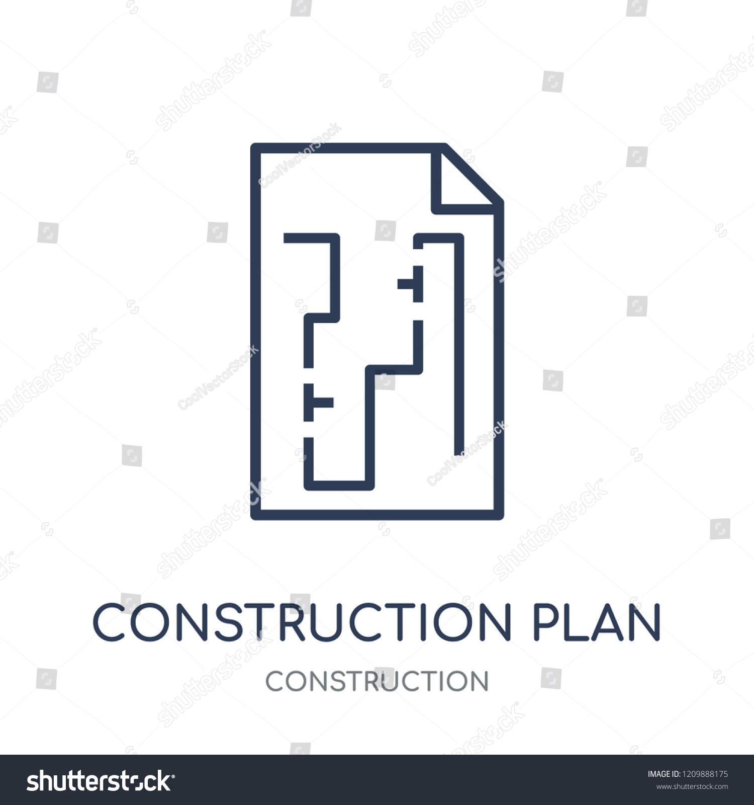 Construction Plan Icon Construction Plan Linear Stock Vector (Royalty ...