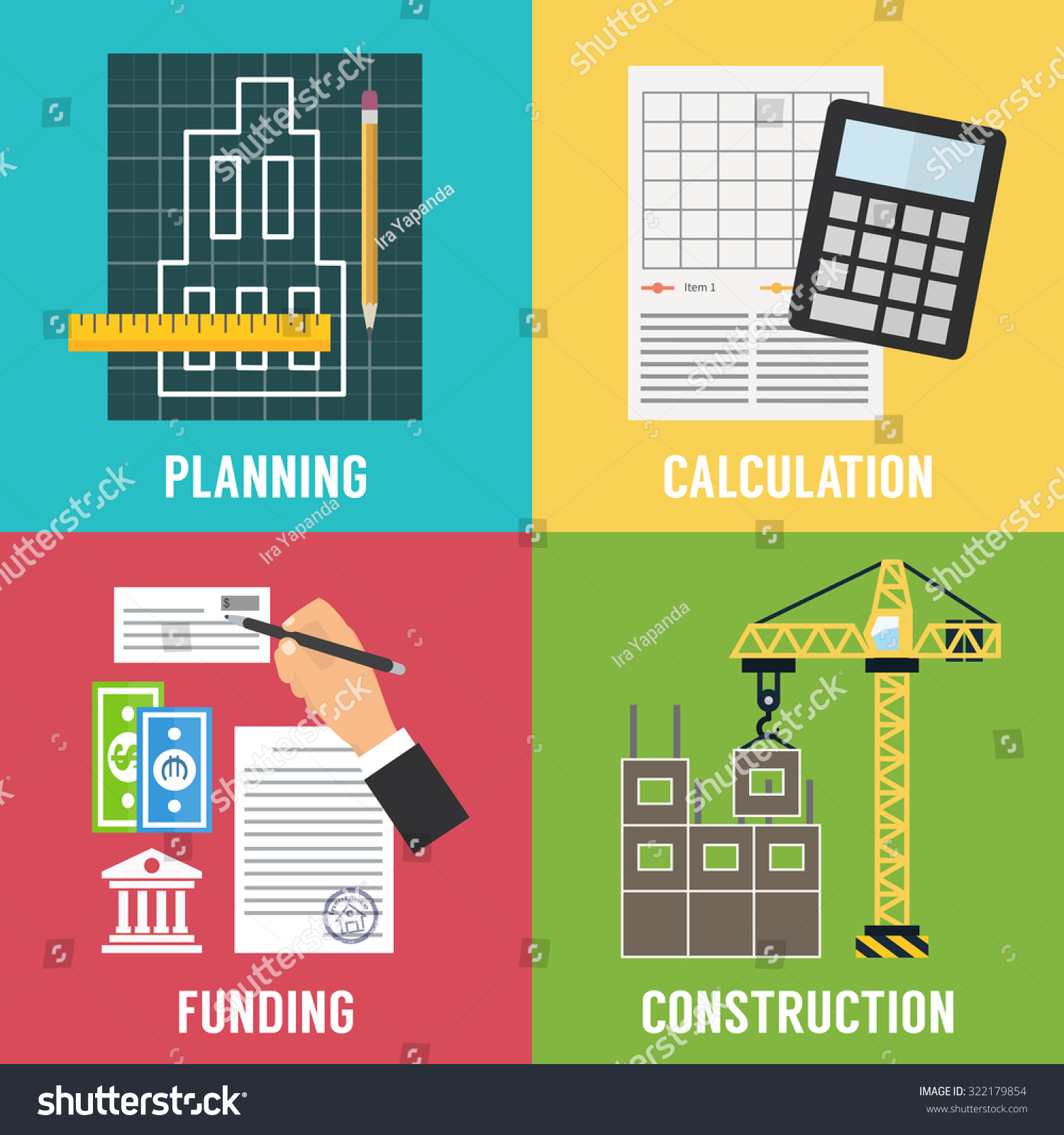 Construction Process Infographic Building Concept Vector: เวกเตอร์สต็อก ...