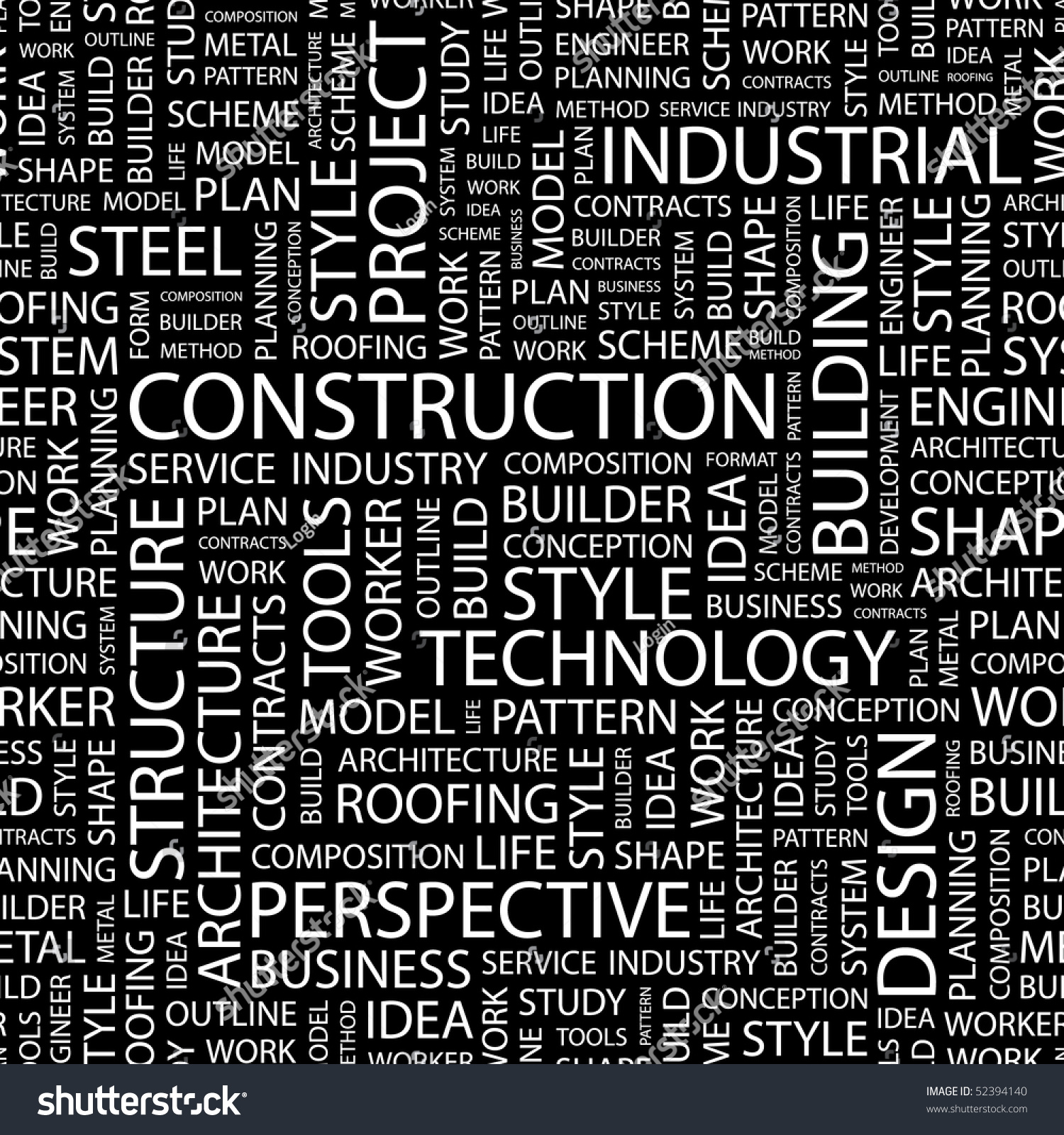 Construction Seamless Vector Background Wordcloud Illustration Stock ...