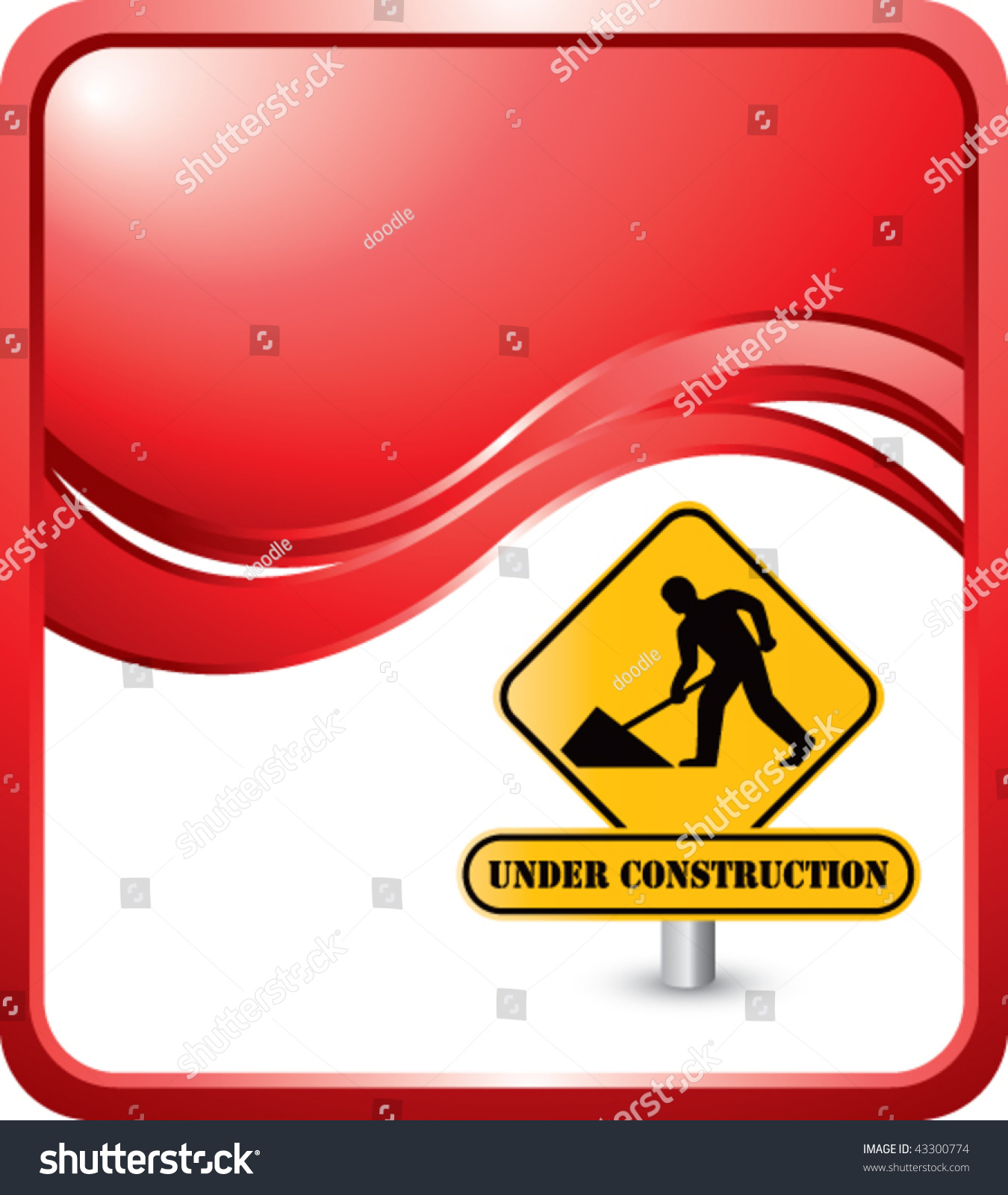 Construction Sign Red Wave Background Stock Vector (Royalty Free ...