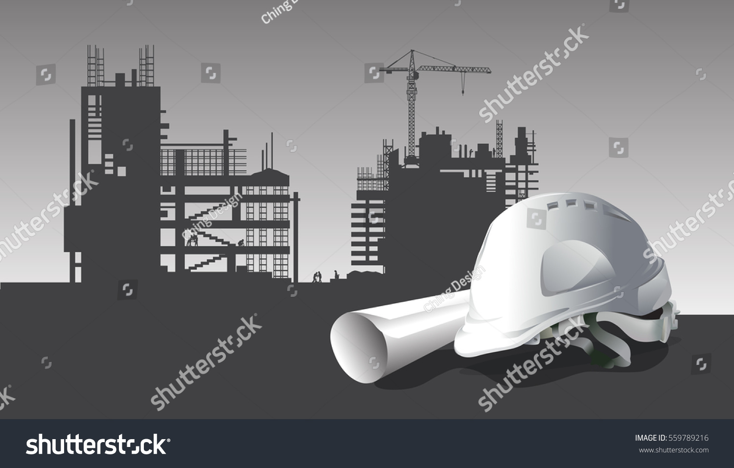 Construction Site Blueprints Vector Background Stock Vector (Royalty ...