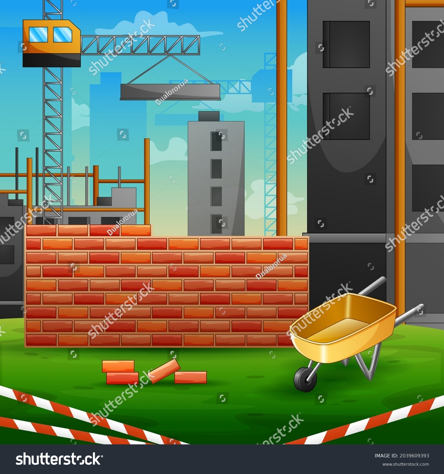 Construction Site Background Equipment Stock Vector (Royalty Free ...