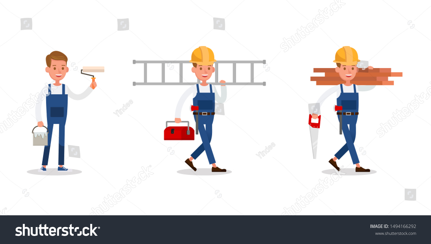 Construction Staff Characters Design Include Painter Stock Vector ...