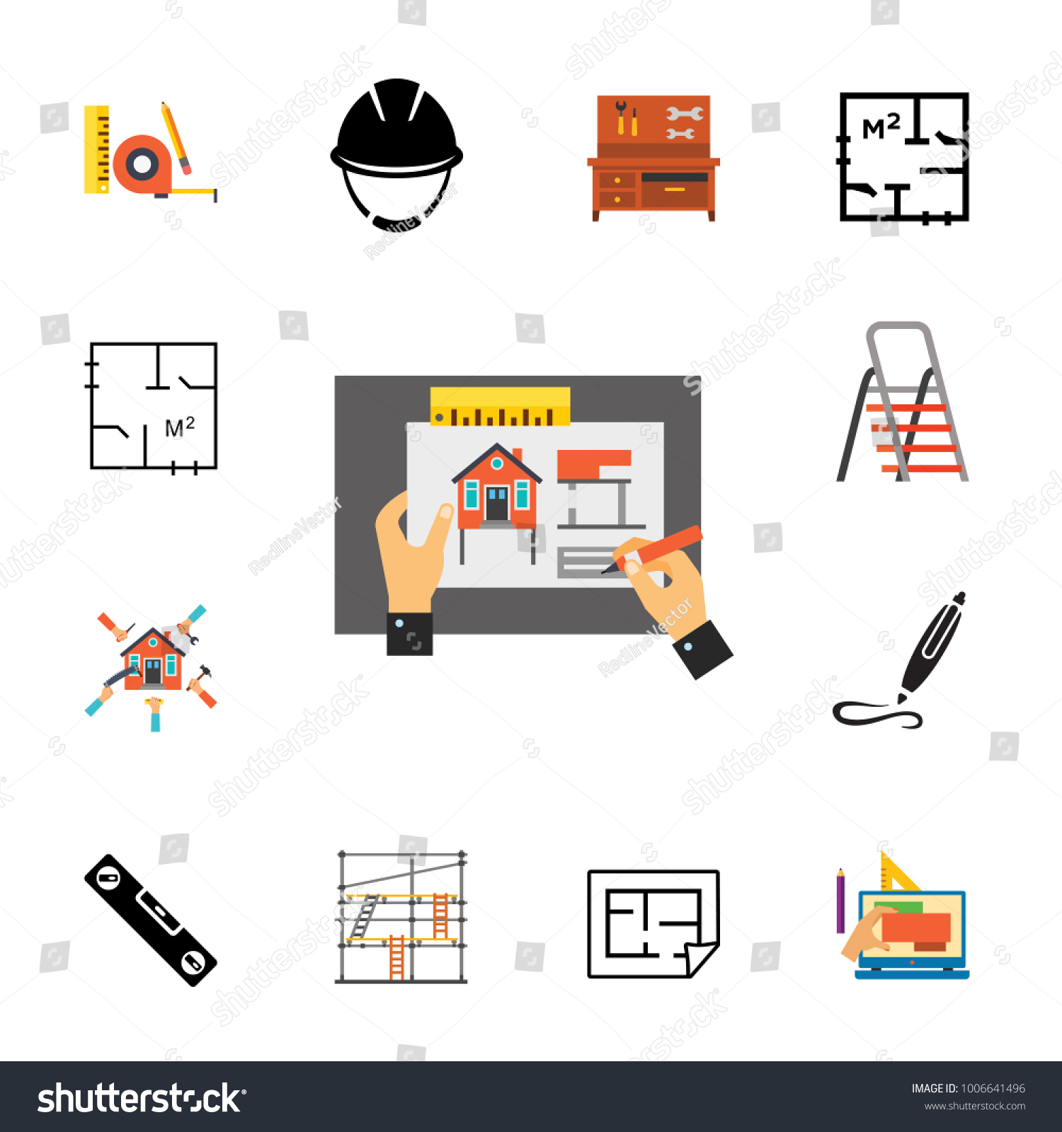 Construction Symbols Icon Set: vector de stock (libre de regalías ...