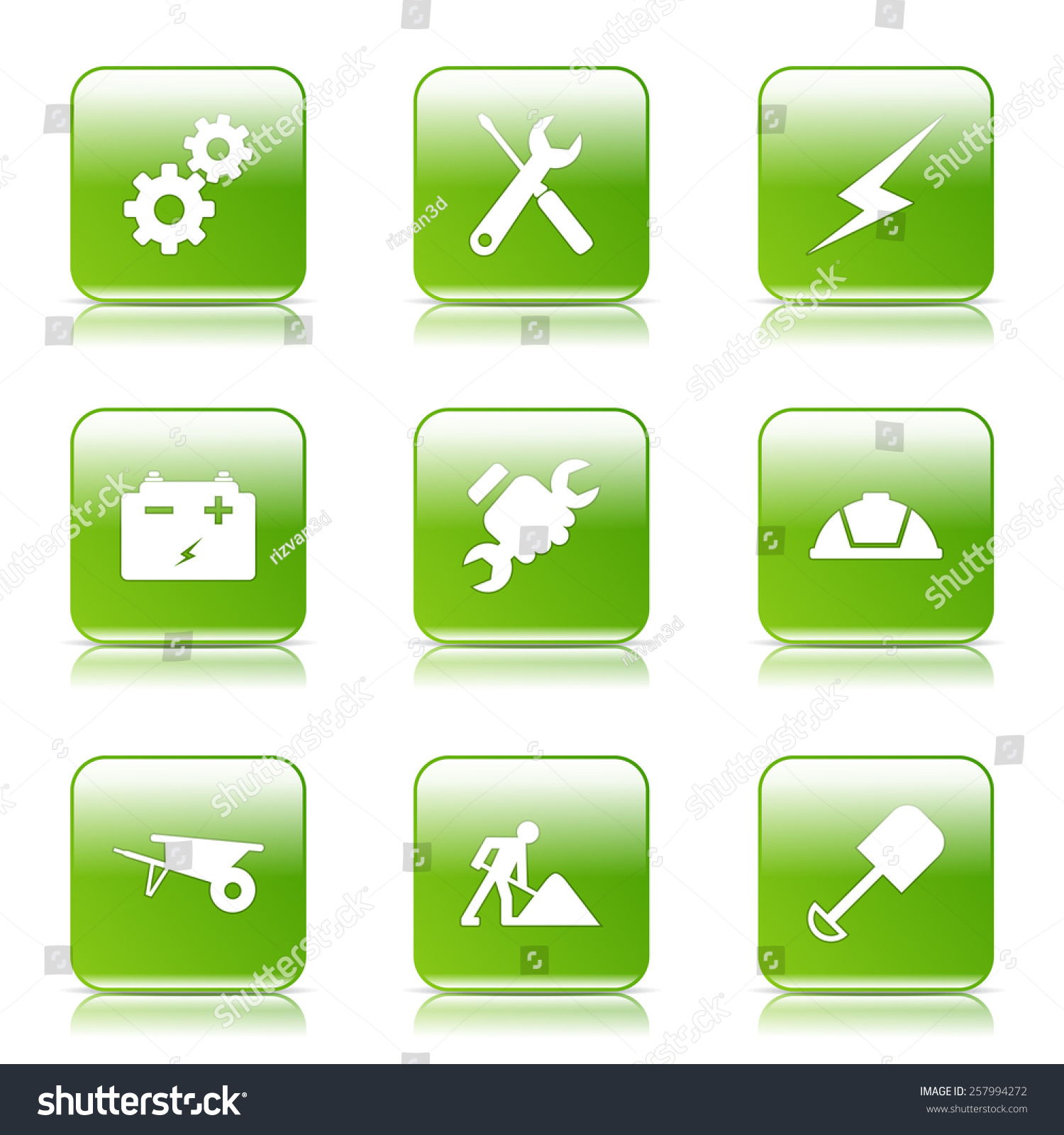 Construction Tools Square Vector Green Icon Stock Vector (Royalty Free ...