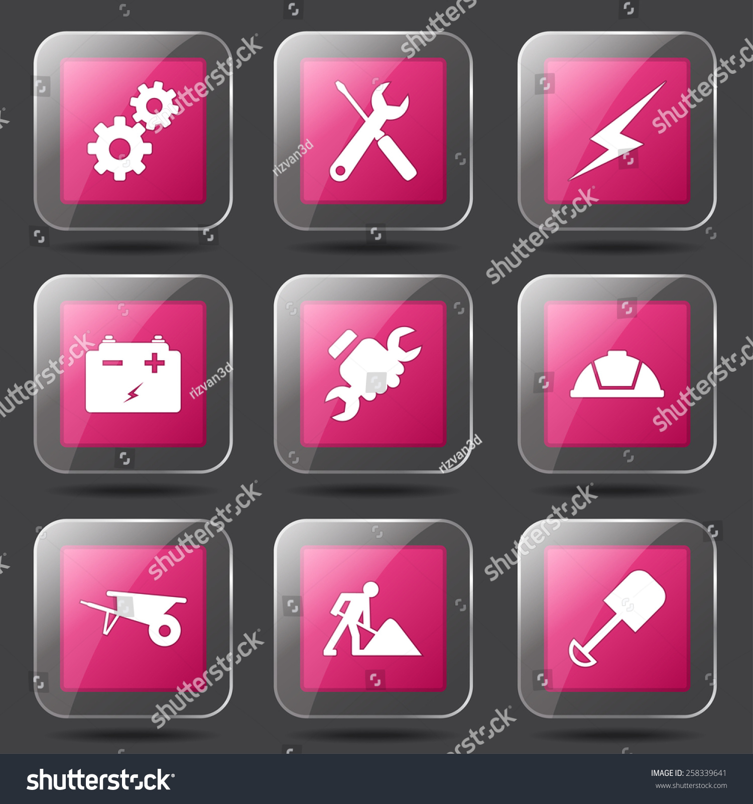 Construction Tools Square Vector Pink Icon Stock Vector (Royalty Free ...