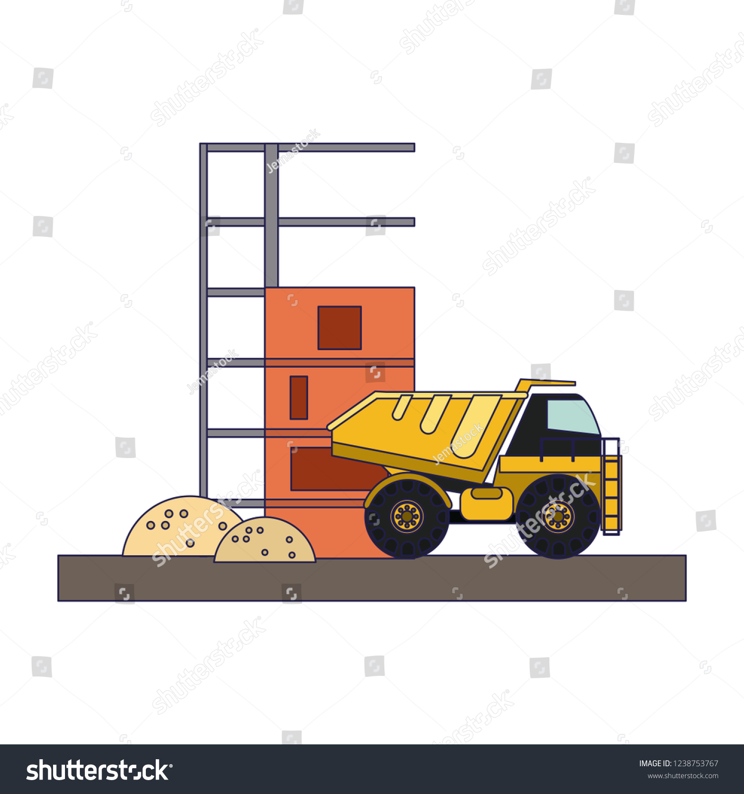 Construction Truck Loading Sand Stock Vector (Royalty Free) 1238753767 ...