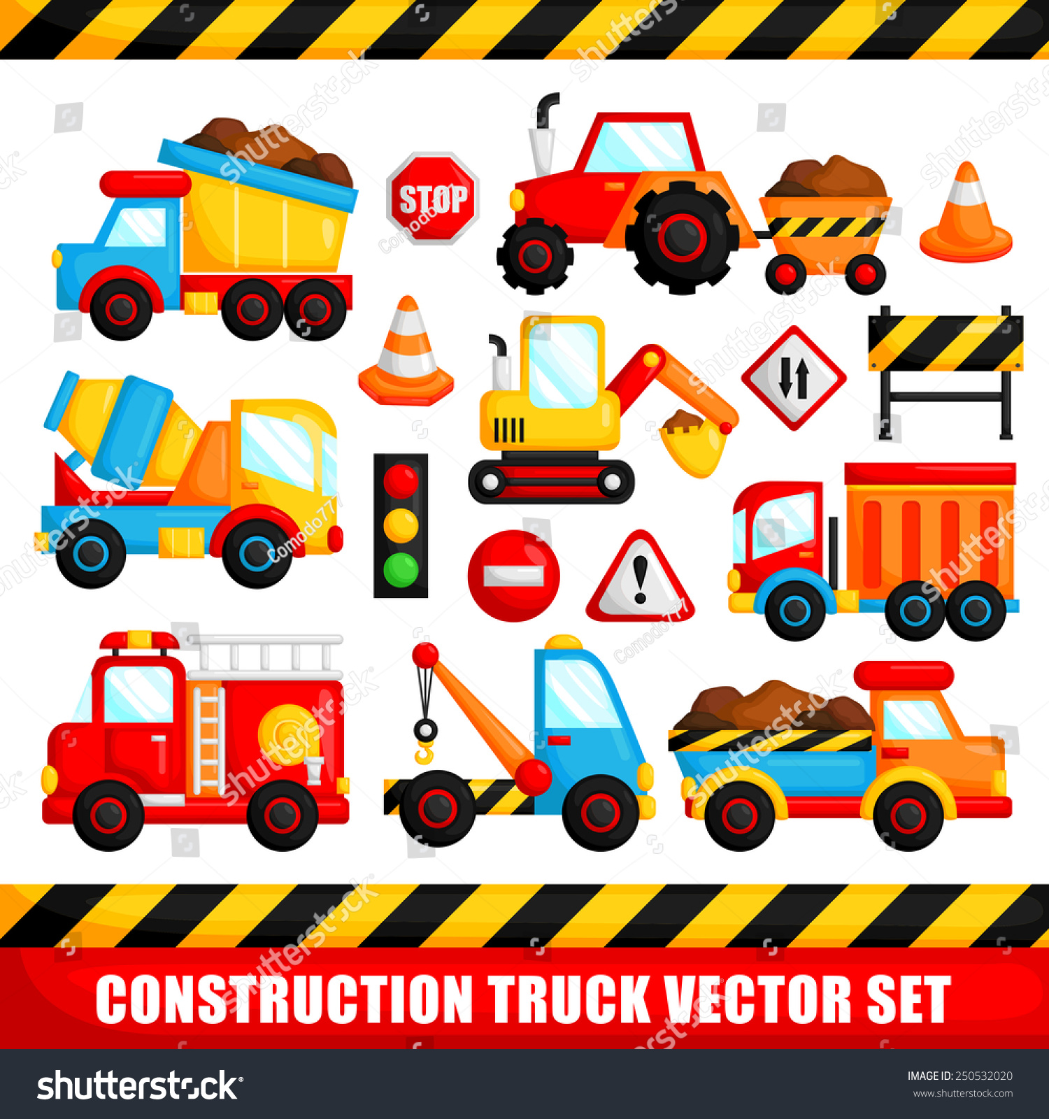 Construction Truck Vector Set Stock Vector (Royalty Free) 250532020 ...