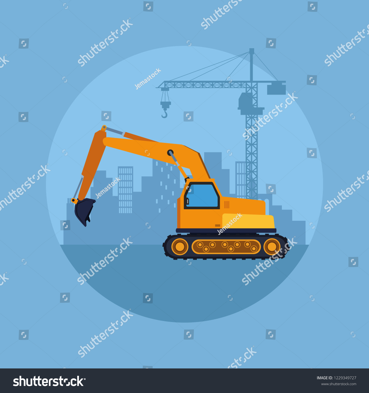 Construction Vehicle Cartoon Stock Vector (Royalty Free) 1229349727