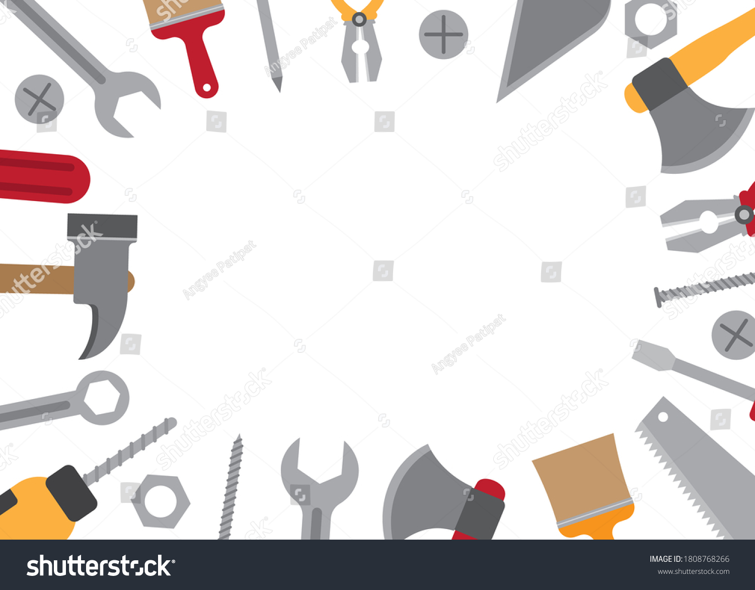 Construction Work Tools Border Frame Isolated Stock Vector (Royalty ...