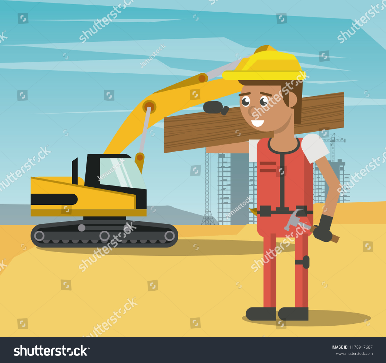 Construction Worker Cartoons Stock Vector (Royalty Free) 1178917687