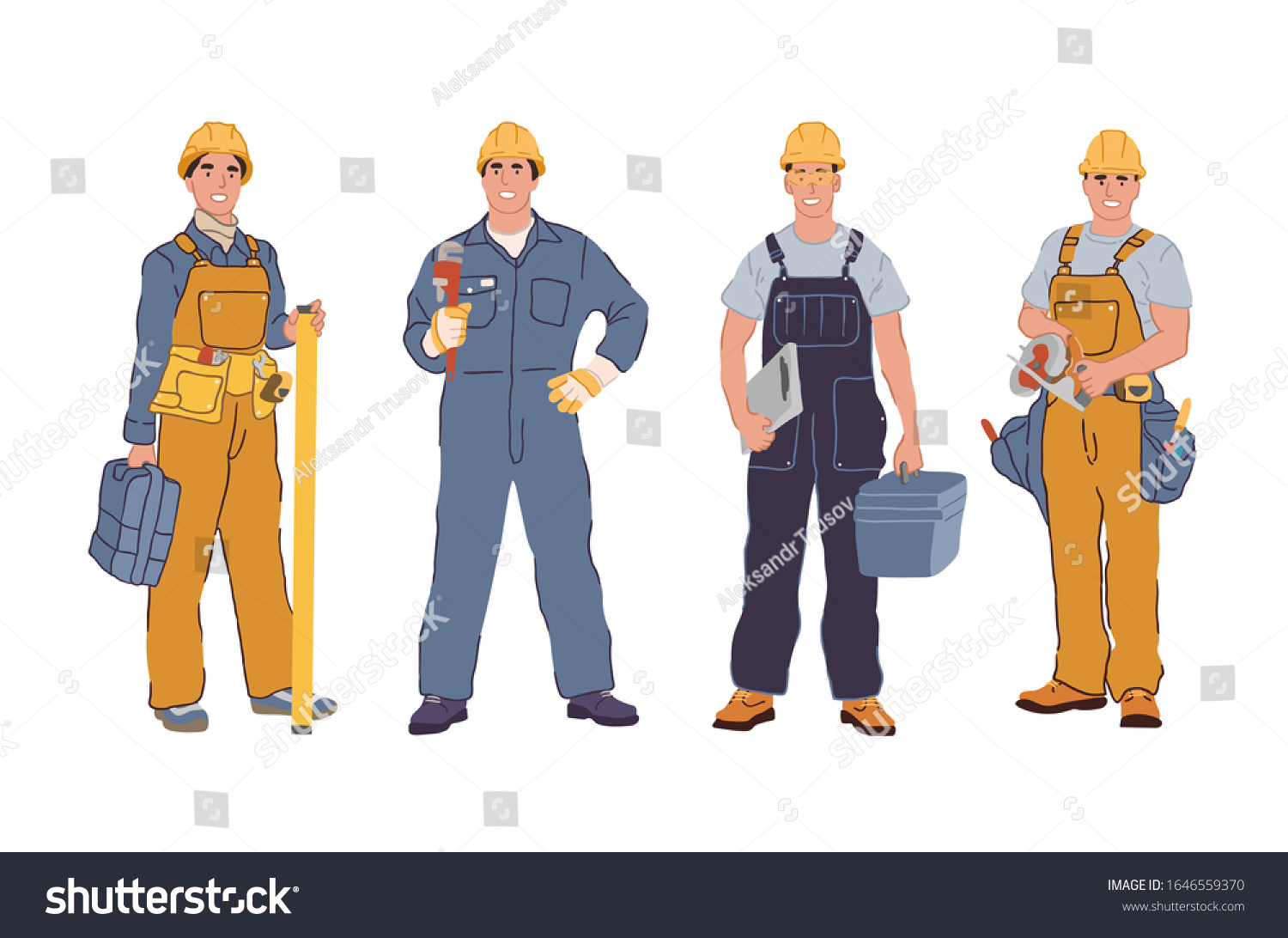 Construction Worker Character Vector Illustration: เวกเตอร์สต็อก (ปลอด ...