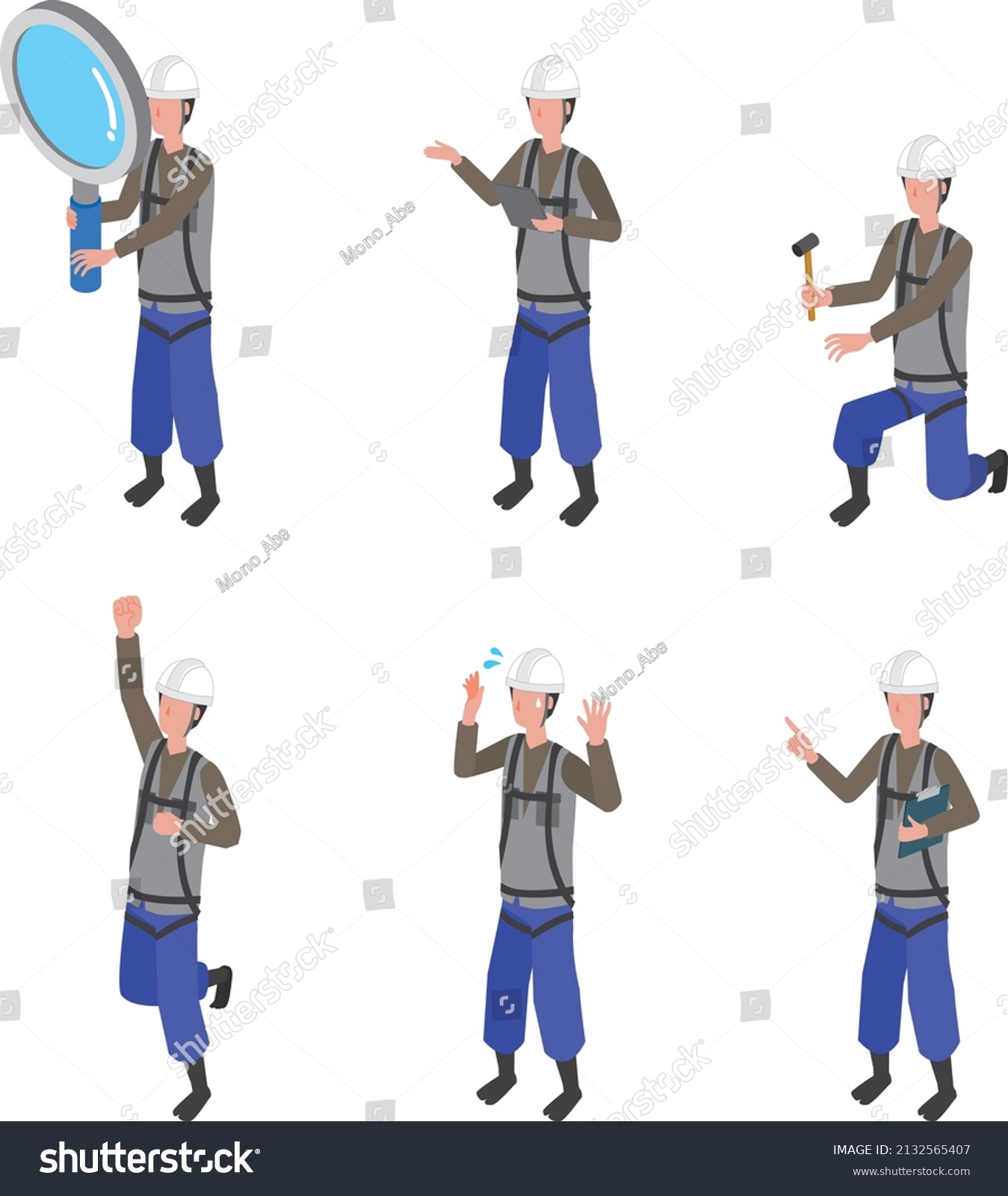 Construction Worker Pose Illustration Set Stock Vector (Royalty Free ...