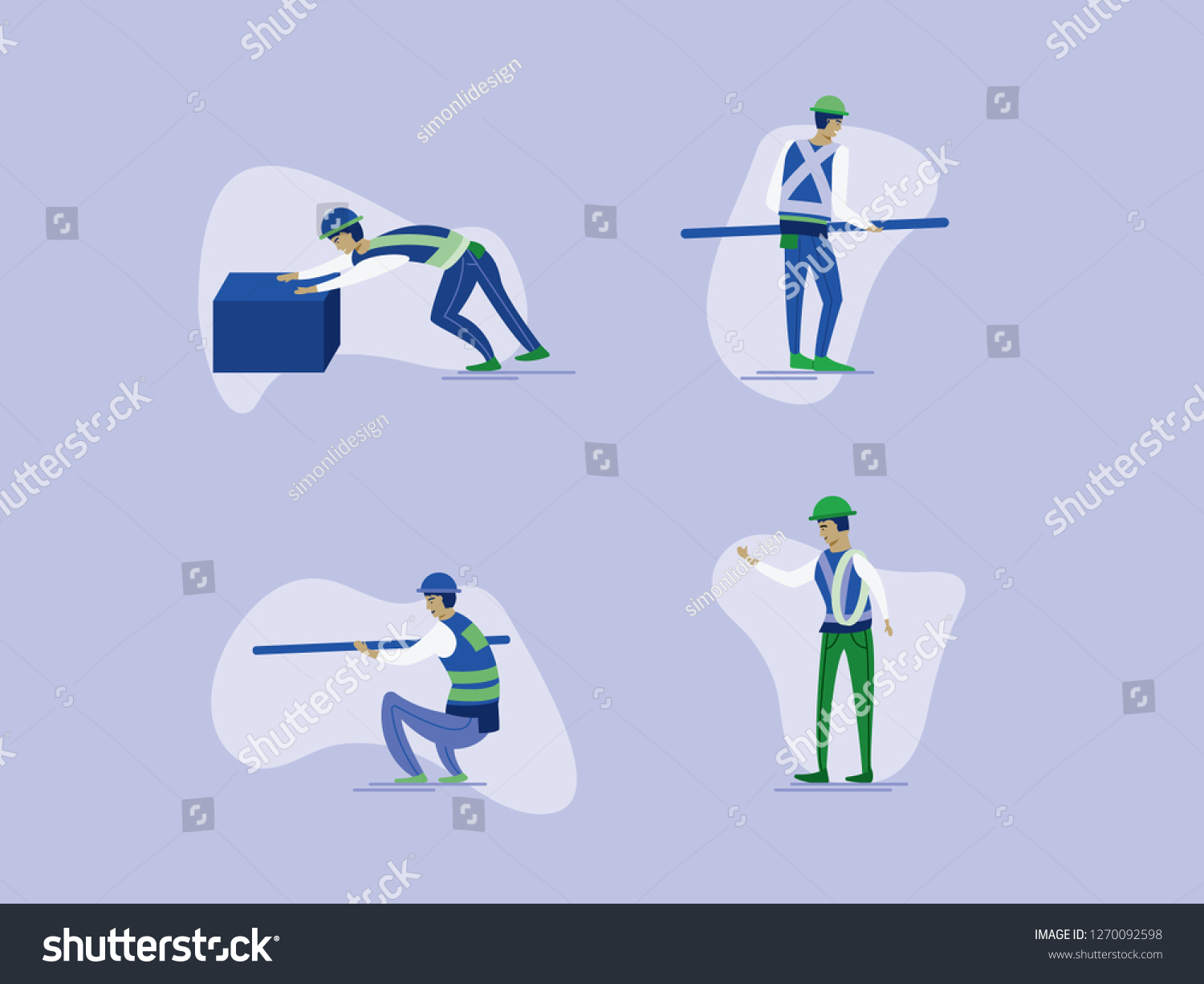 Construction Worker Poses: vector de stock (libre de regalías ...