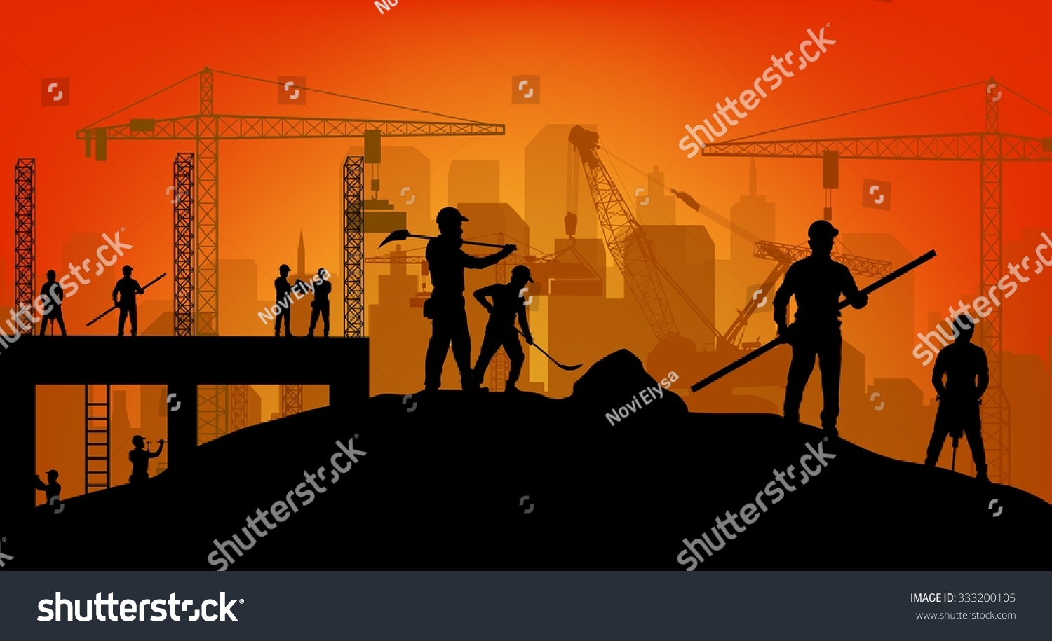 Construction Worker Silhouette Work Background Vector 库存矢量图（免版税 ...
