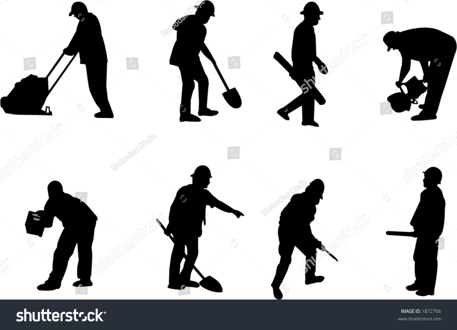 Construction Worker Silhouettes Stock Vector Illustration 1872766 ...