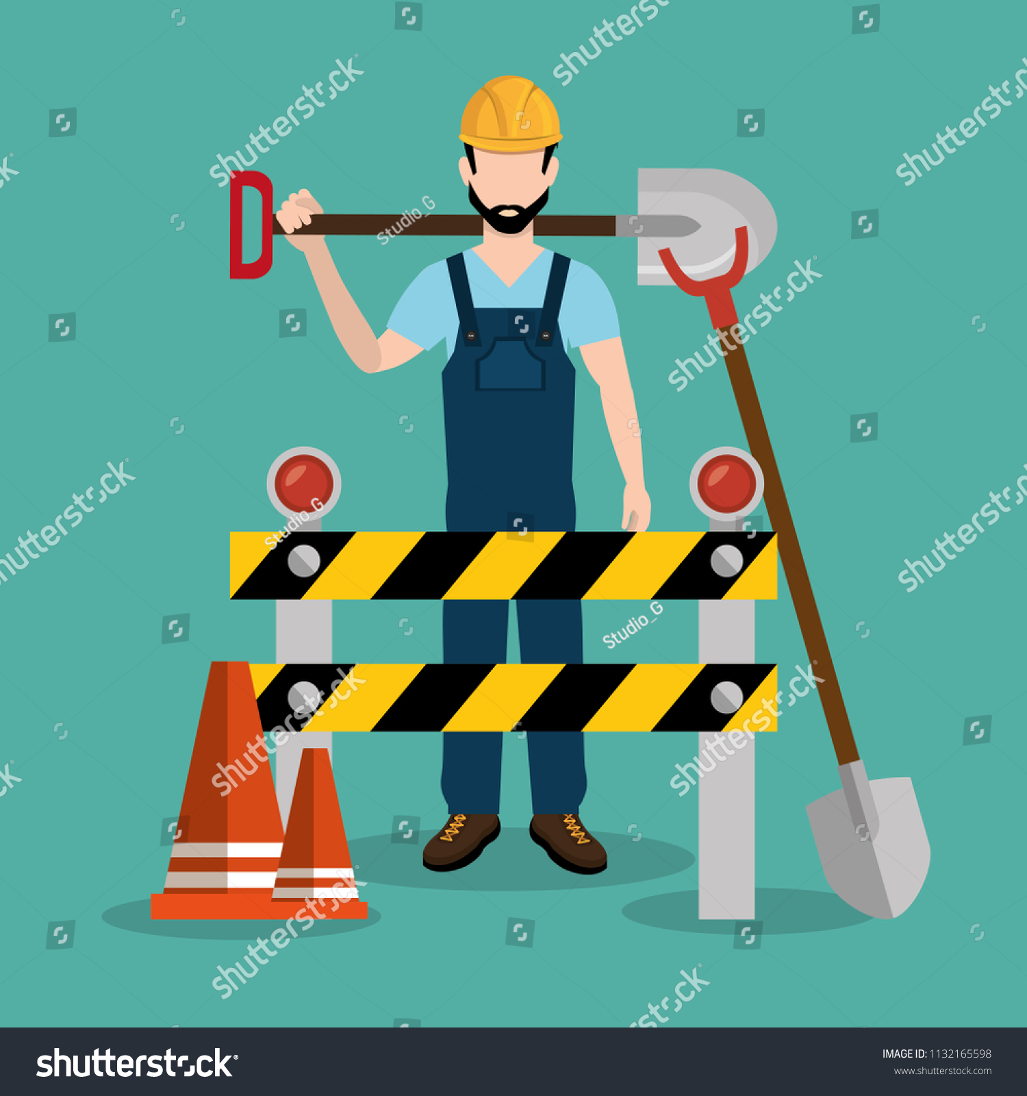 Construction Worker Under Construction Icons Stock Vector (Royalty Free ...