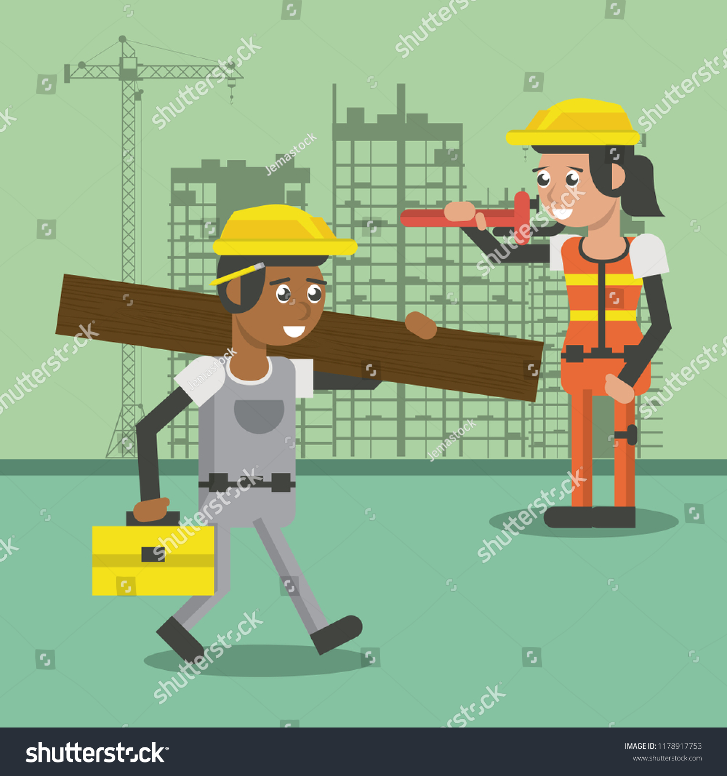 Construction Workers Cartoons Stock Vector (Royalty Free) 1178917753