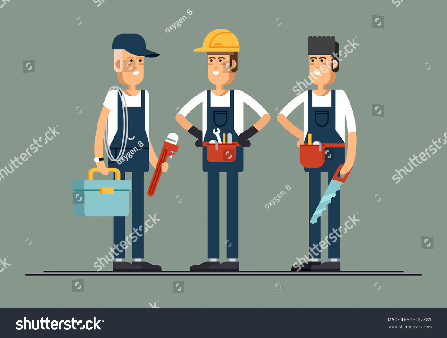 Construction Workers Vector Flat Characters Young Stock Vector (Royalty ...