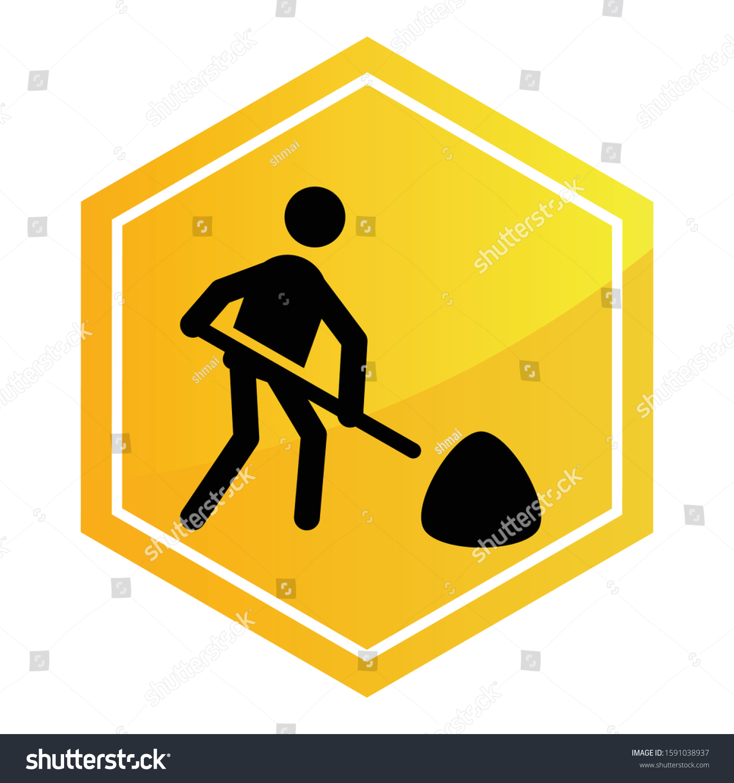 Construction Zone Sign Man Digging Vector: เวกเตอร์สต็อก (ปลอดค่า ...