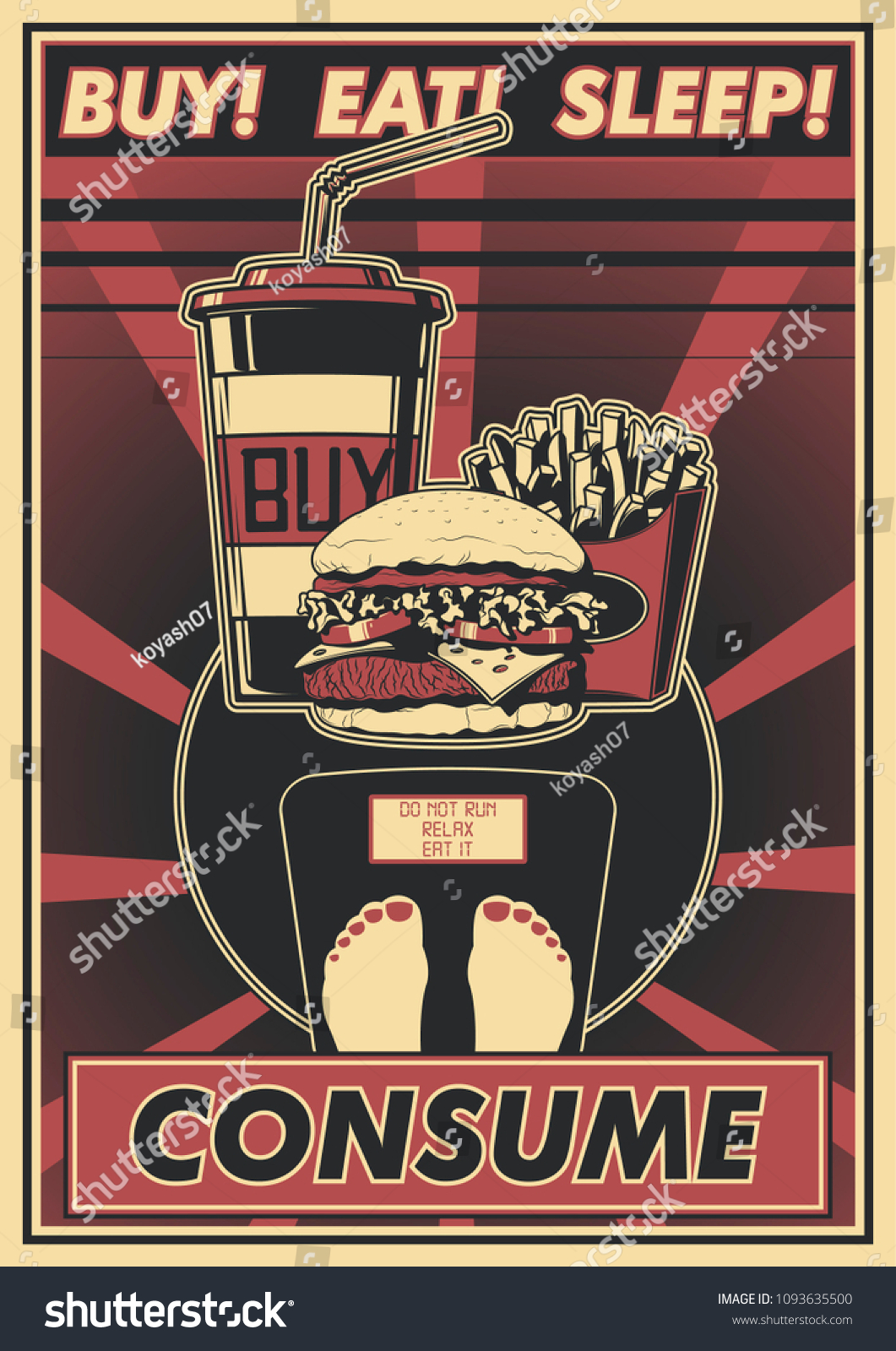Consume Vector Propaganda Poster Obey Stylization: vector de stock ...