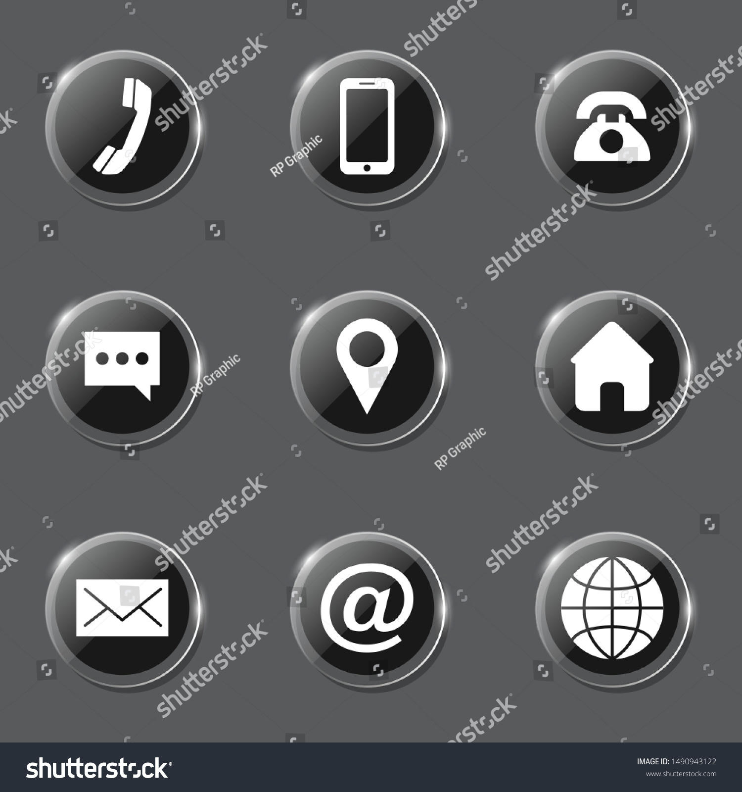 Contact Icon Set Like Buttons Vector Stock Vector (Royalty Free) 1490943122