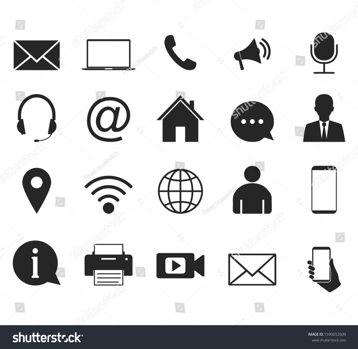 Contact Icon Set Vector Illustrations Flat: vetor stock (livre de ... Contact Icon Set Vector Illustrations Flat: vetor stock (livre de ...