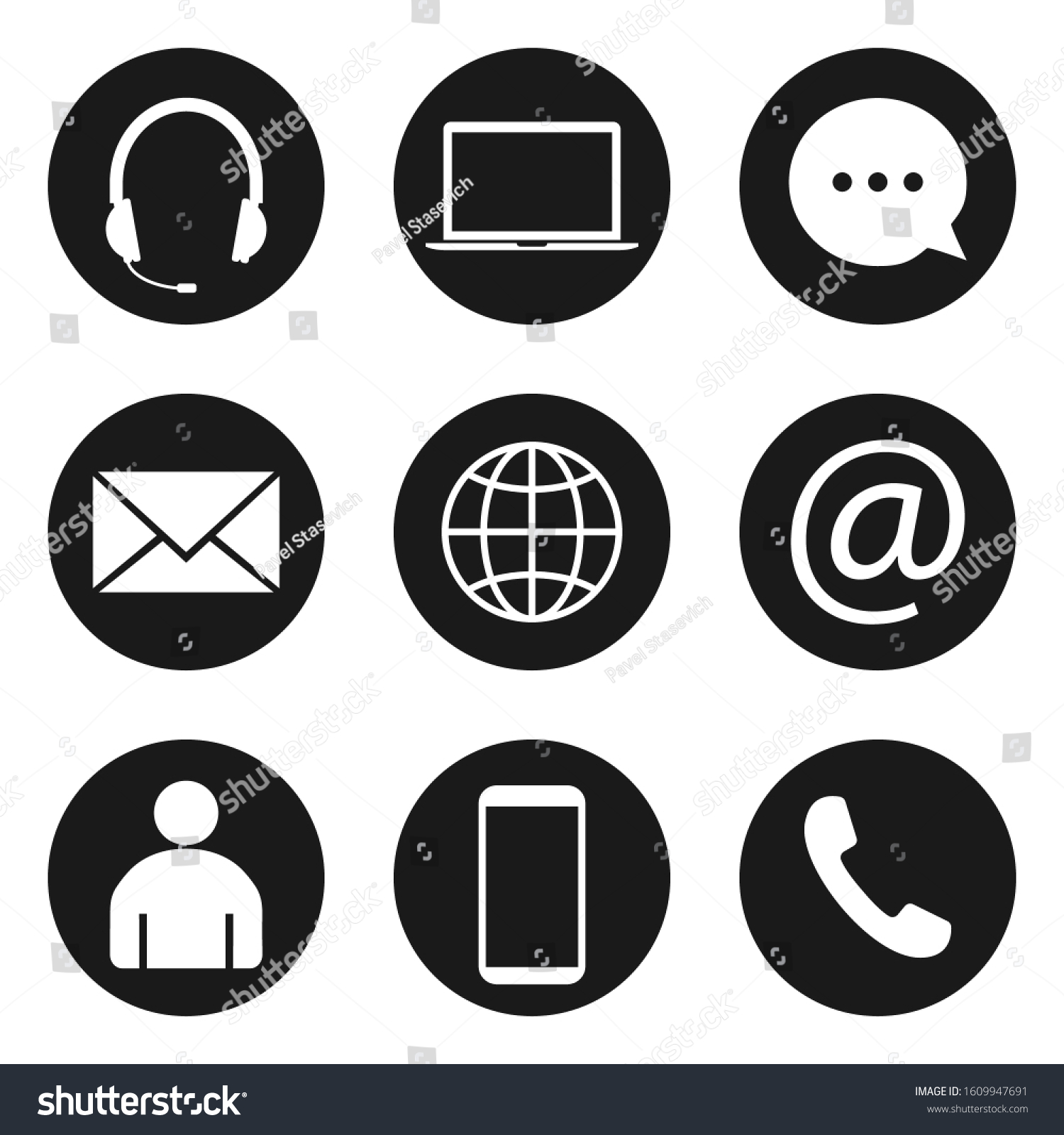 Contact Icon Set Vector Illustrations Flat 스톡 벡터(로열티 프리) 1609947691 ...