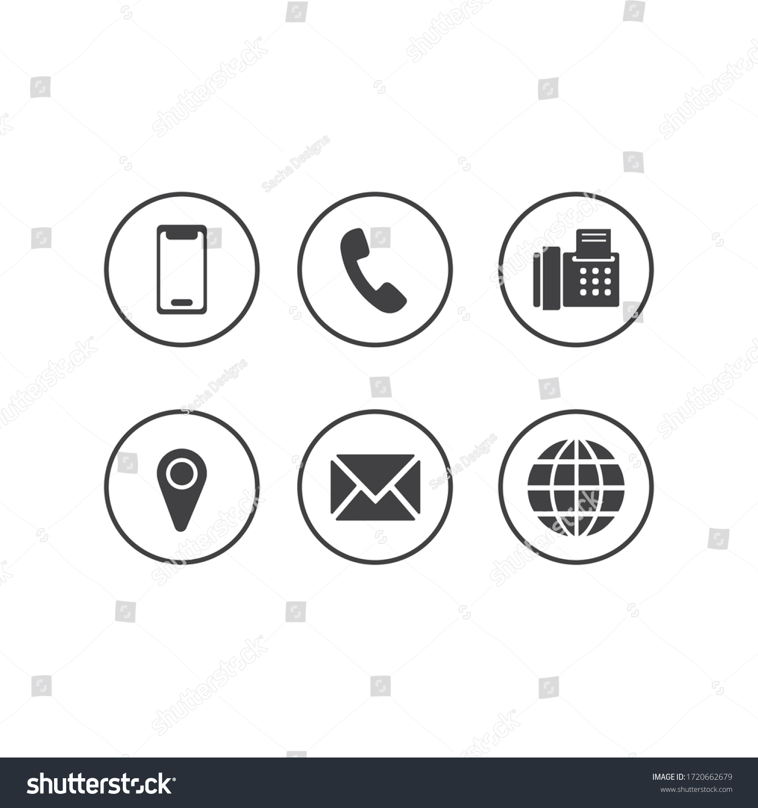 Contact Information Icon Set Simple Professional Stock Vector (Royalty ...