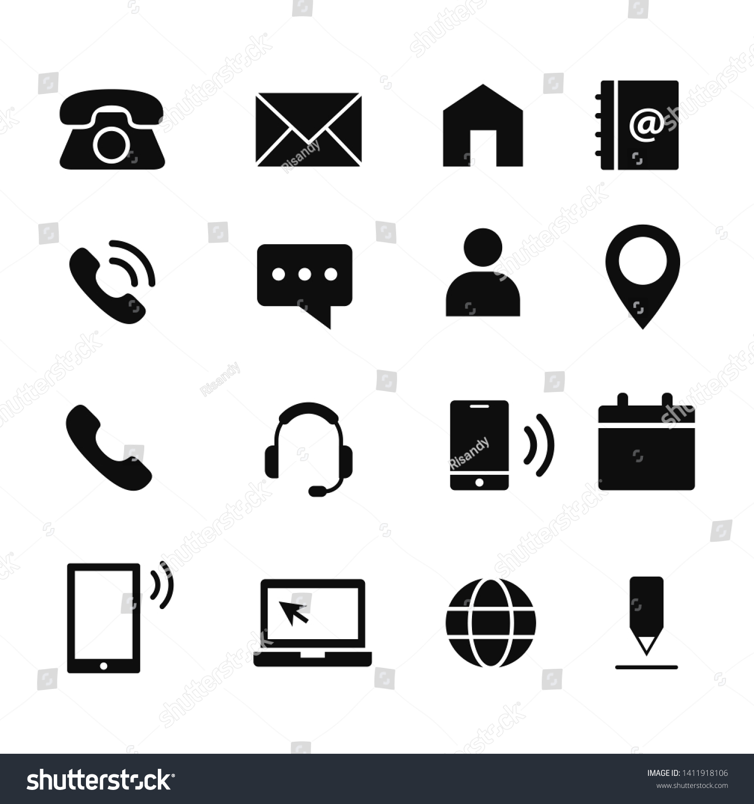 Contact Us Icon Set Design Element Stock Vector (Royalty Free) 1411918106