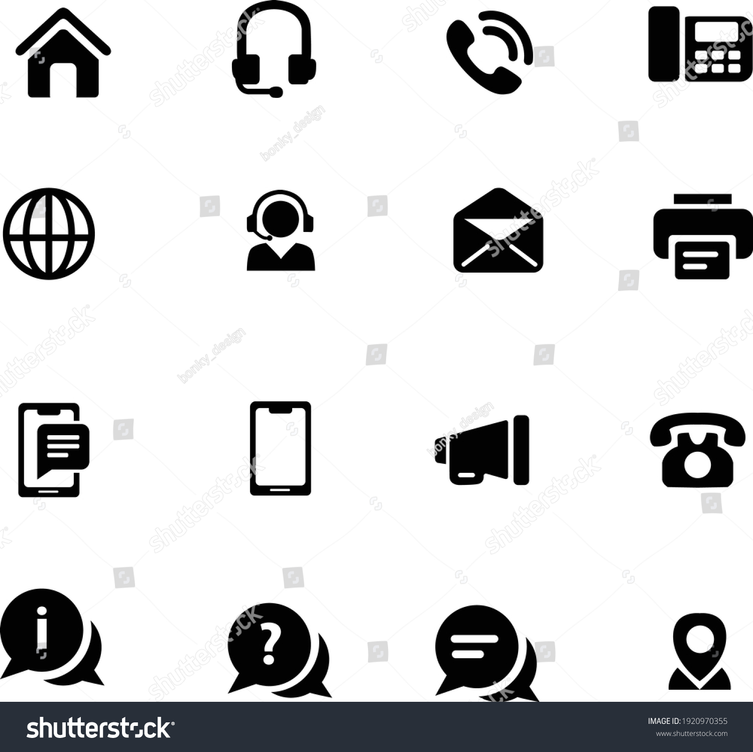 Contact Us Icon Web Icon Set Stock Vector (Royalty Free) 1920970355