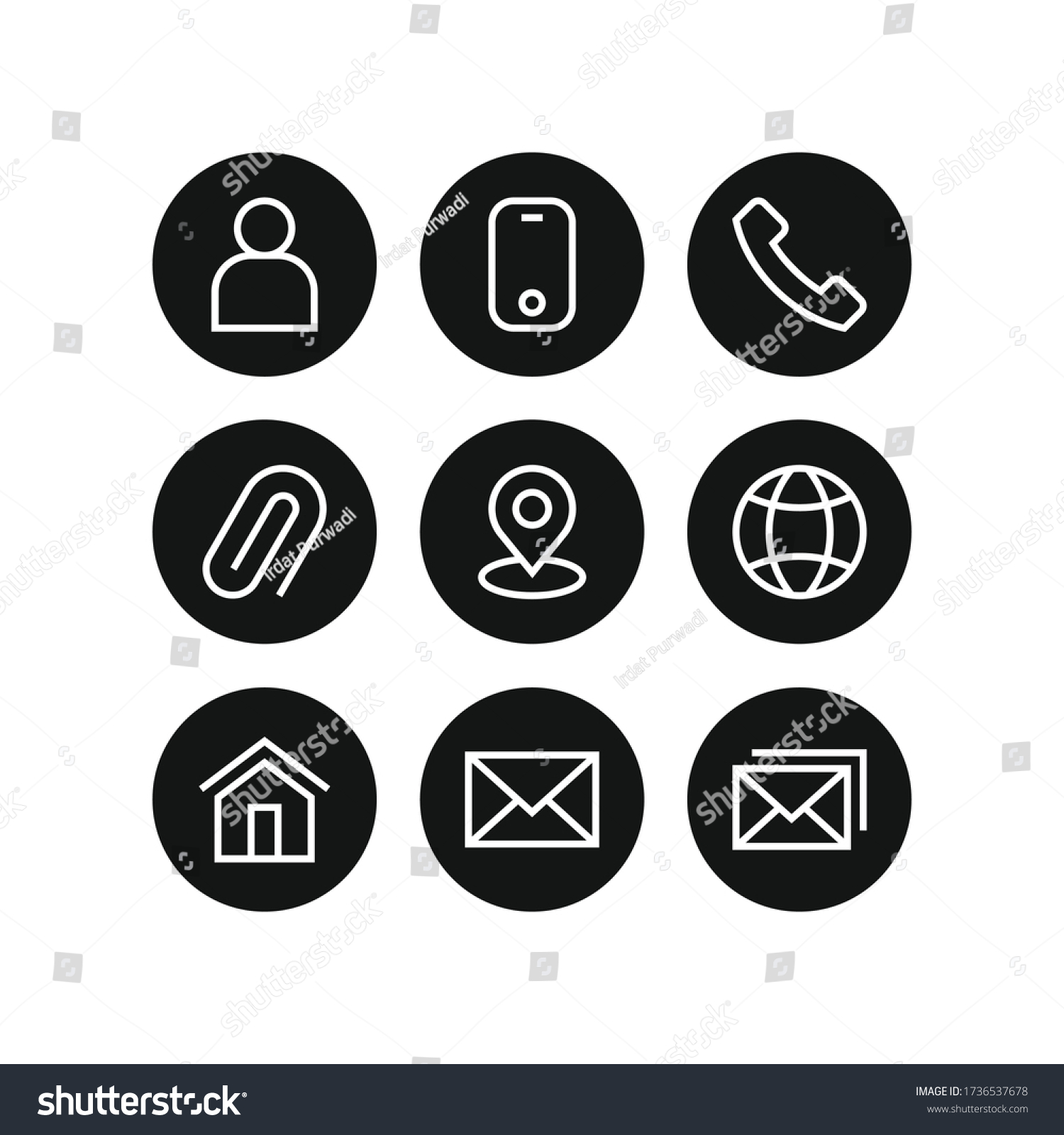 nous contacter icônes jeu de vecteurs : image vectorielle de stock ...