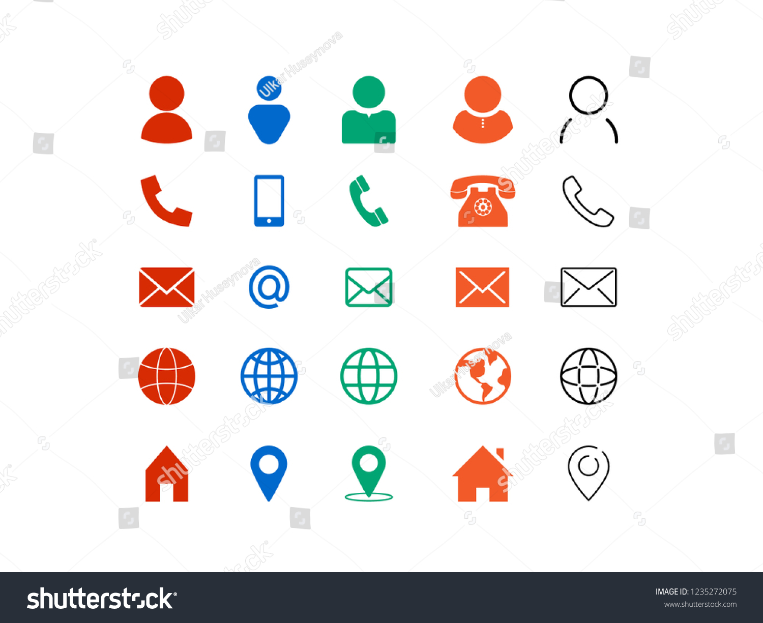 Contacts Icons Types Stock Vector (Royalty Free) 1235272075 | Shutterstock