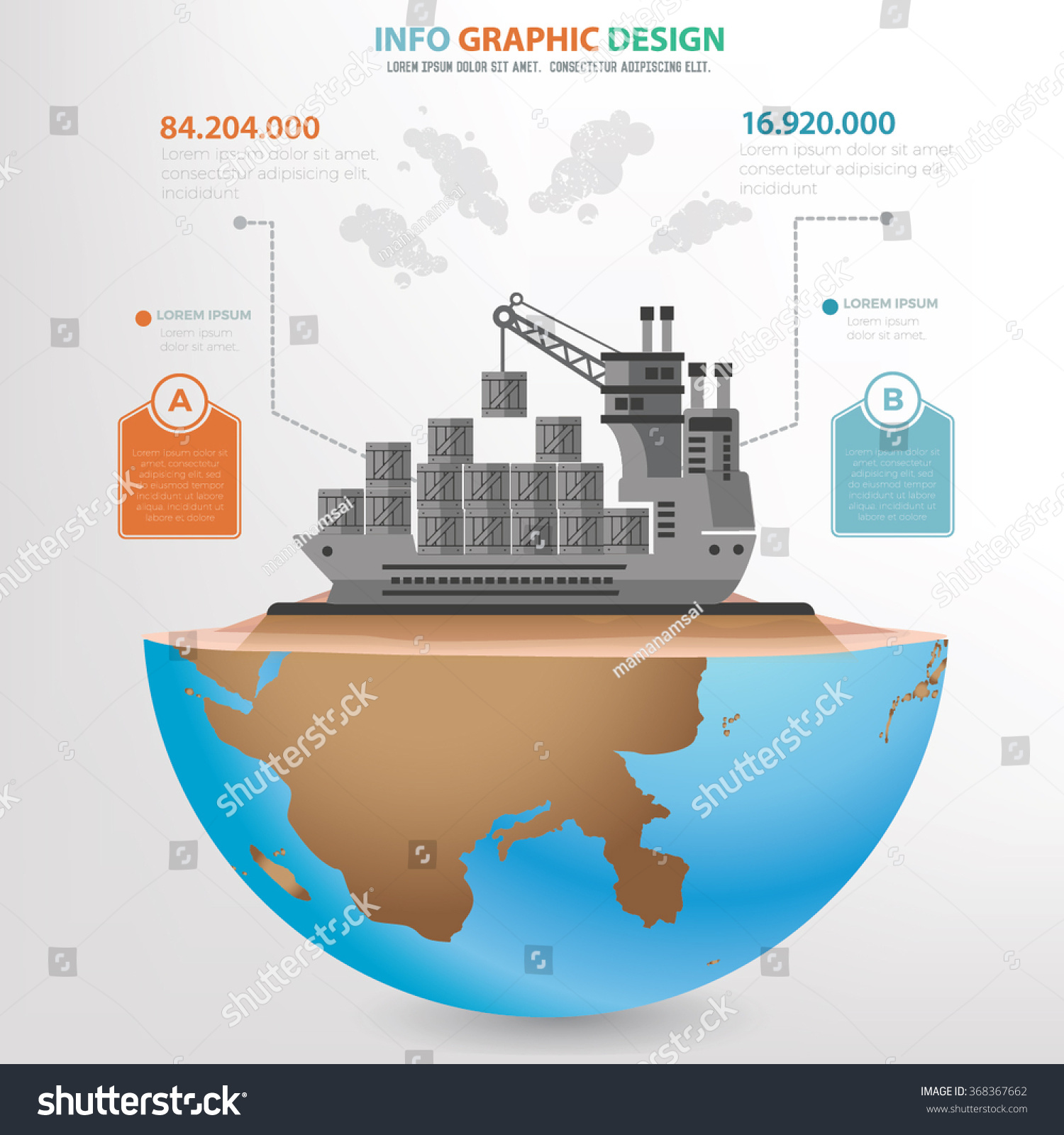 Container Ship Concept Designinfo Graphicclean Vector Stock Vector ...