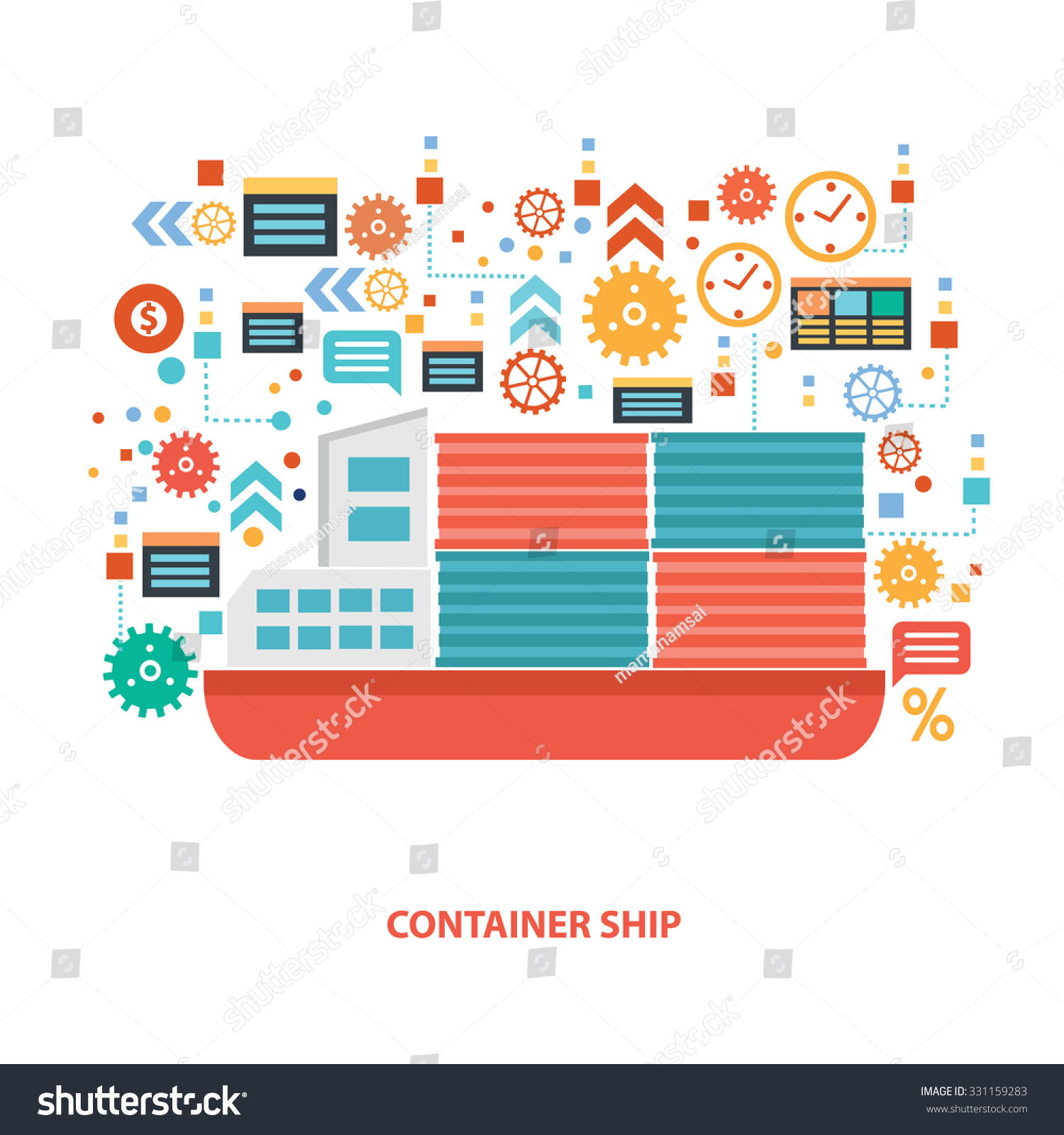Container Ship Concept Design On White Stock Vector (Royalty Free ...