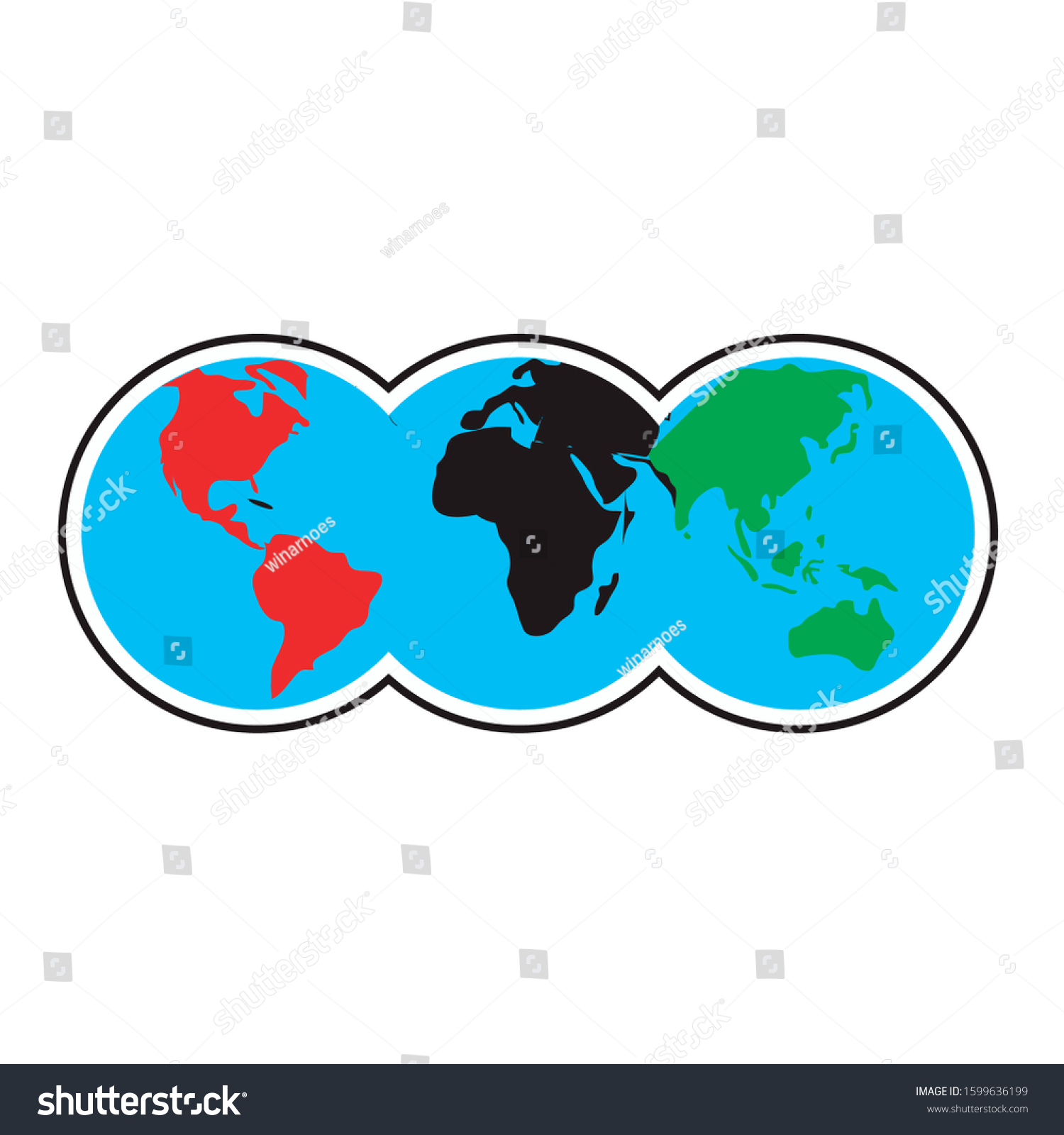 Continents Three Circle World Map Concept Stock Vector (Royalty Free ...
